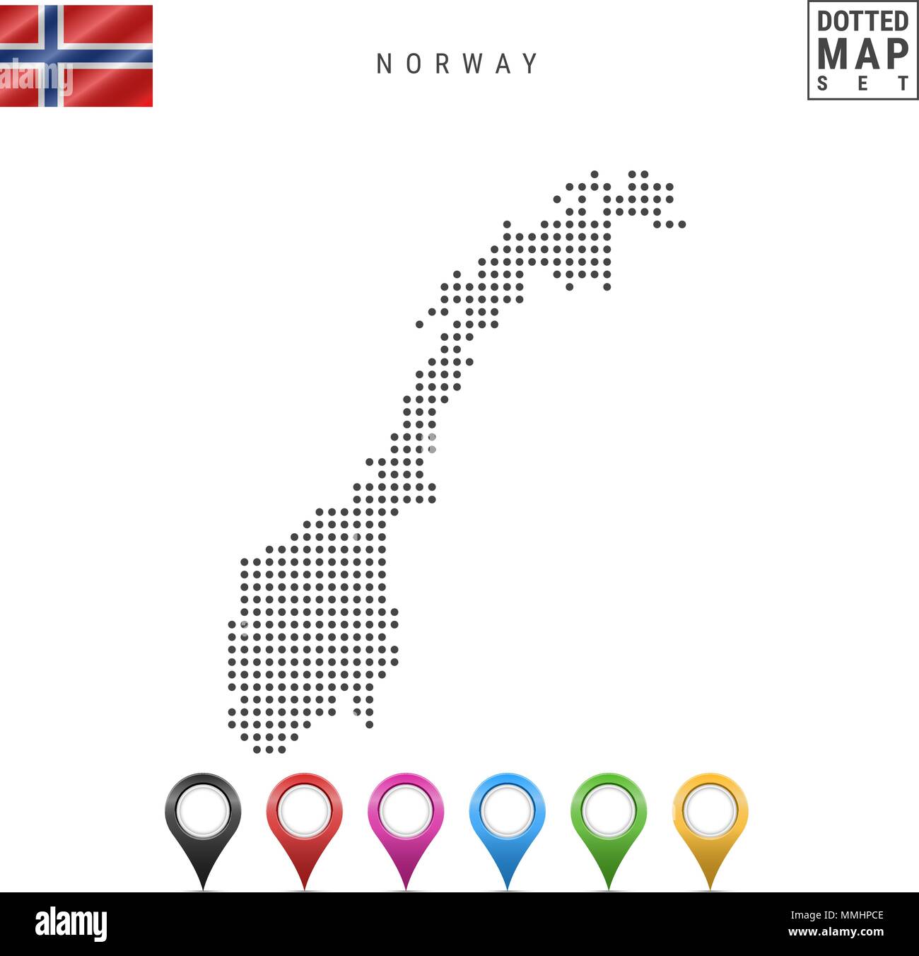 Vector Dotted Map of Norway. Simple Silhouette of Norway. The National ...