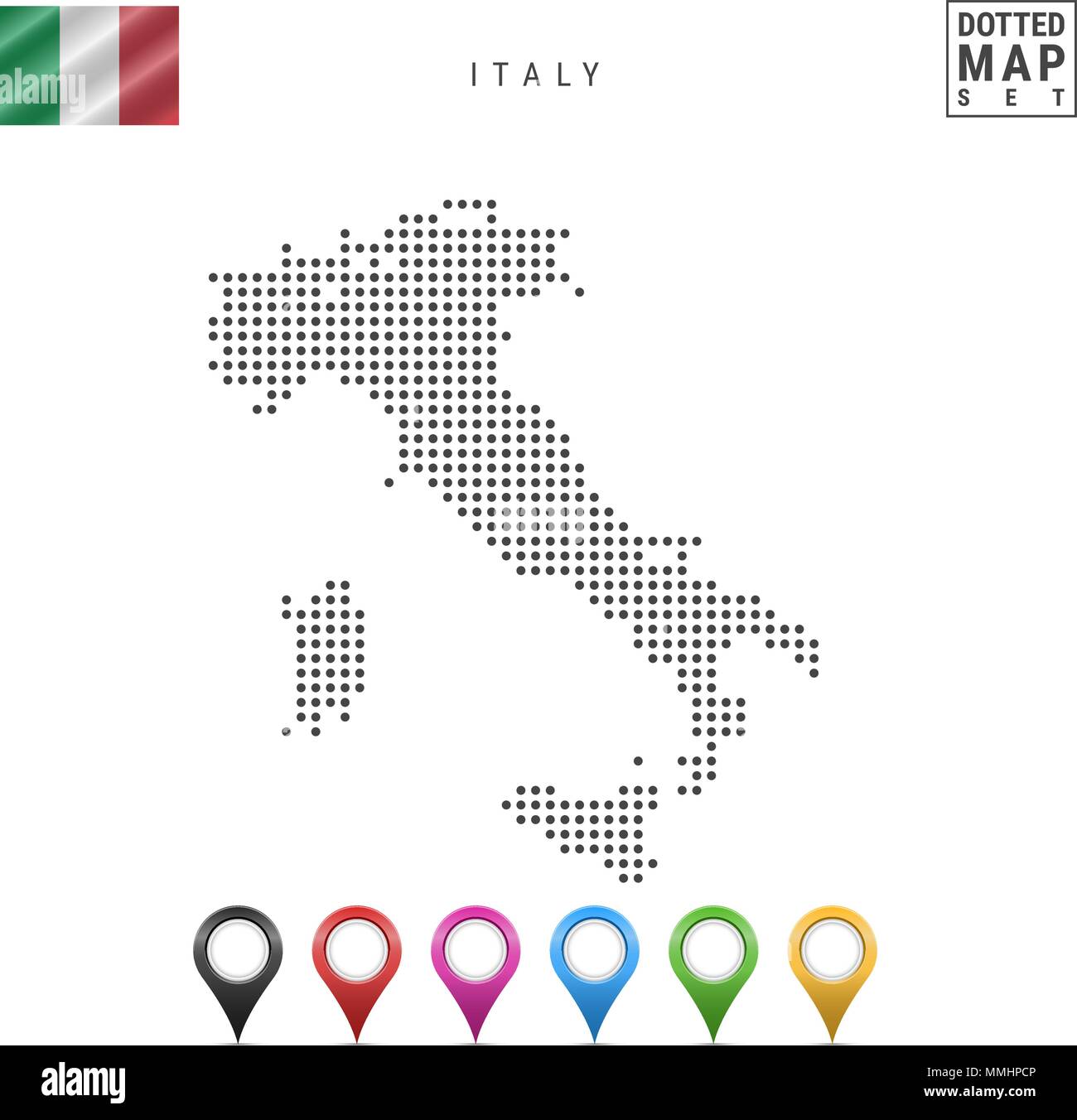 Vector Dotted Map of Italy. Simple Silhouette of Italy. The National ...