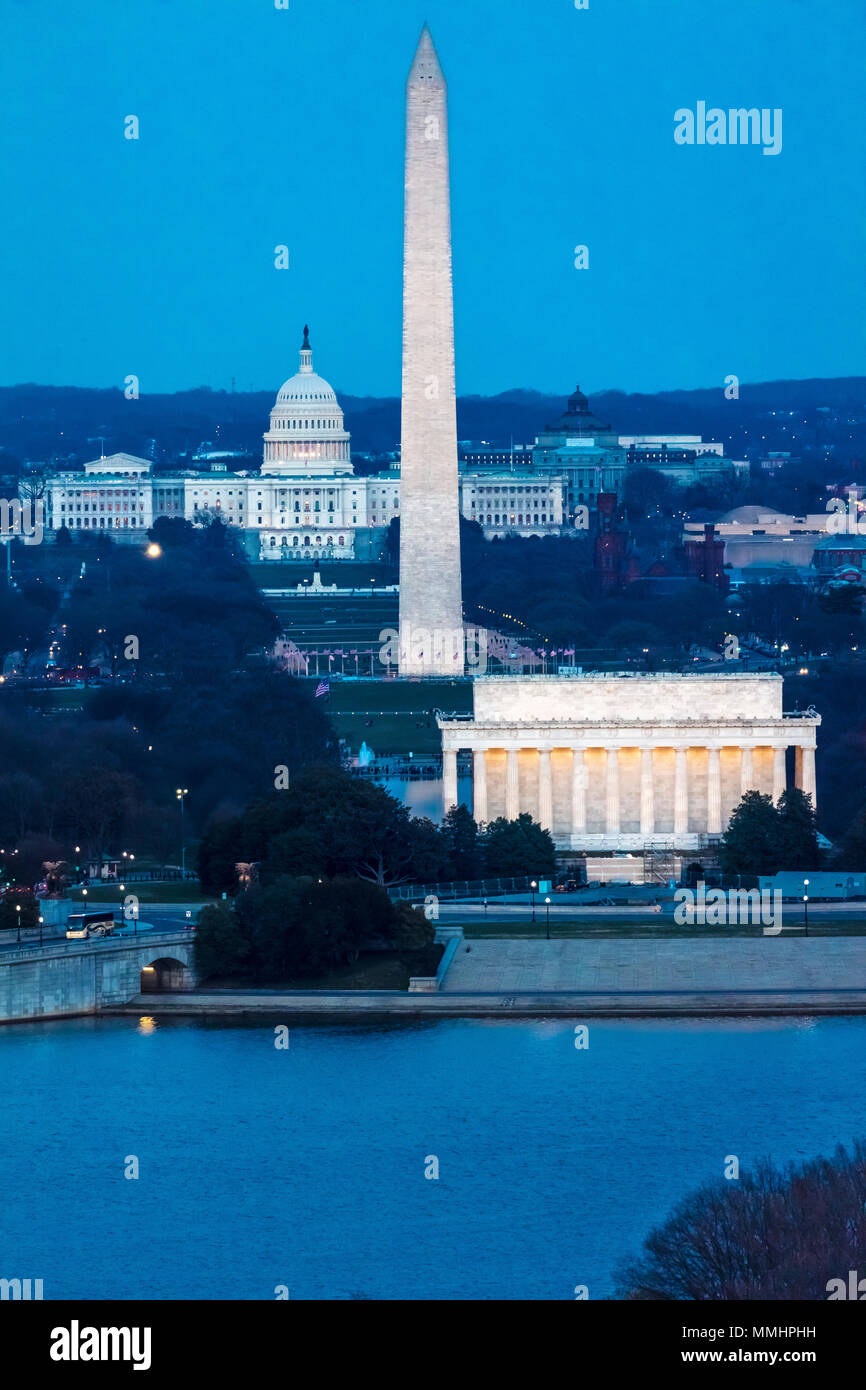 MARCH 26, 2018 - ARLINGTON, VA - WASH D.C. - Aerial view of Washington ...