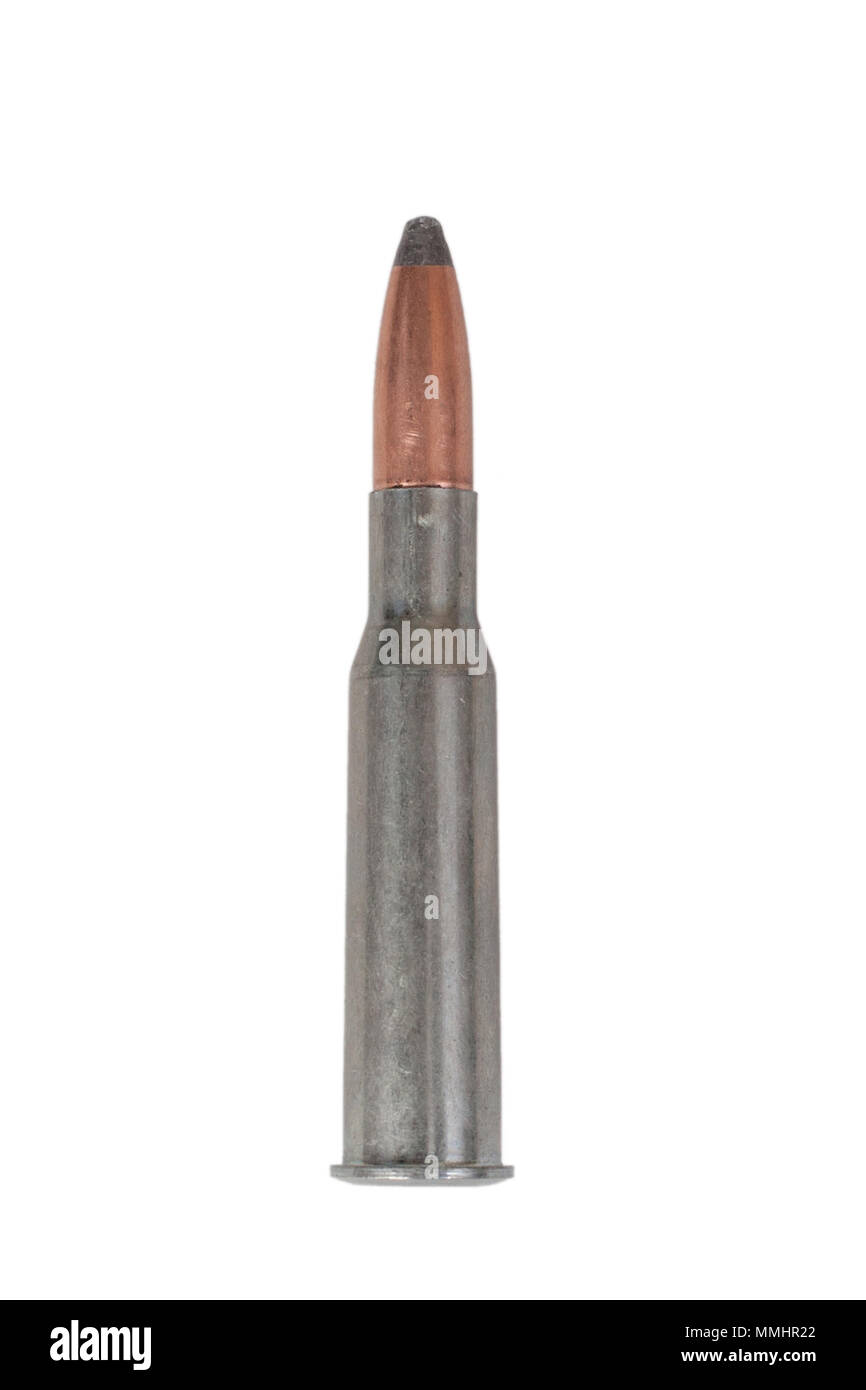 7.62 cartridge isolated on white background Stock Photo - Alamy