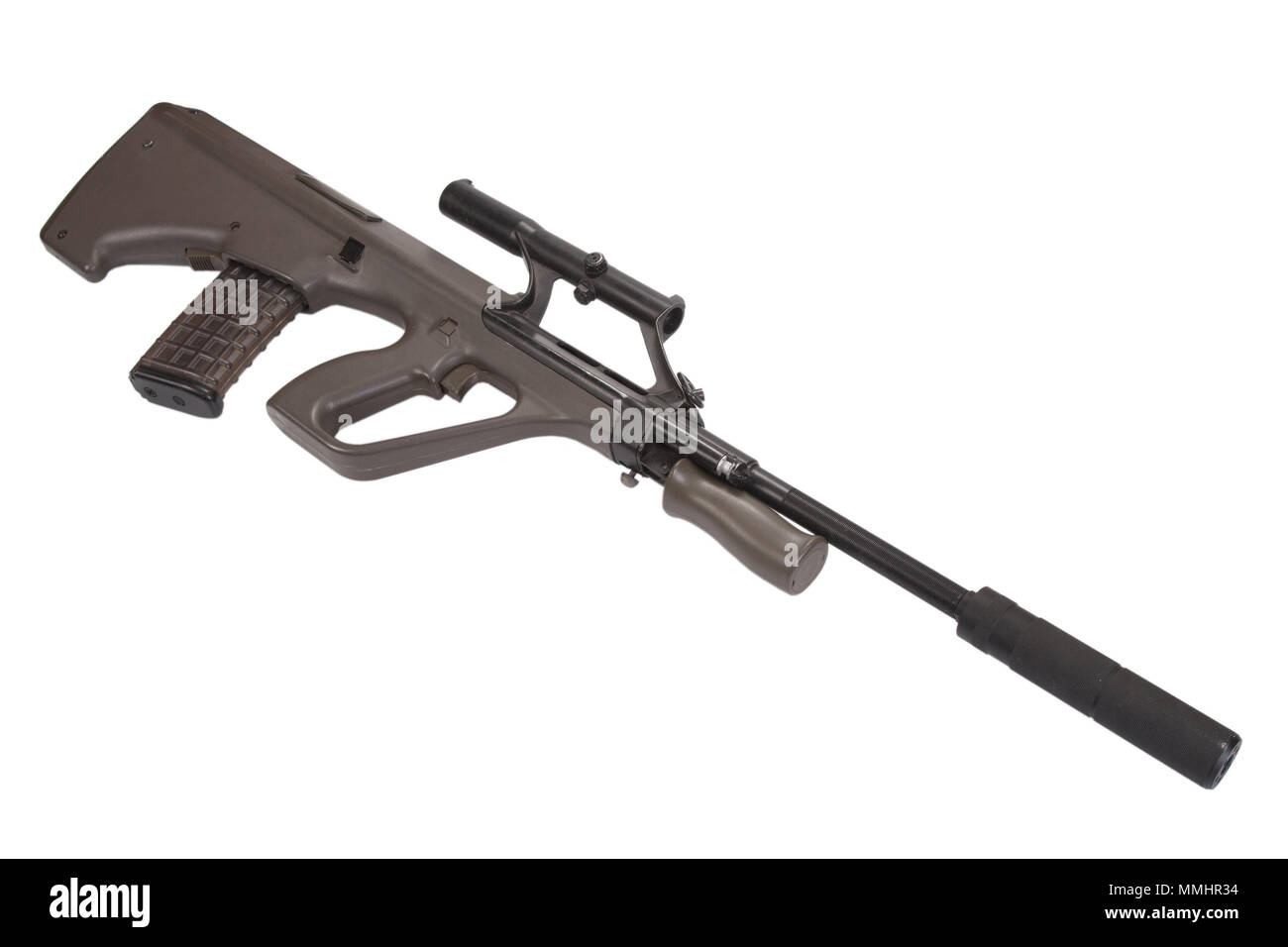 Steyer Aug assault rifle with silencer Stock Photo - Alamy