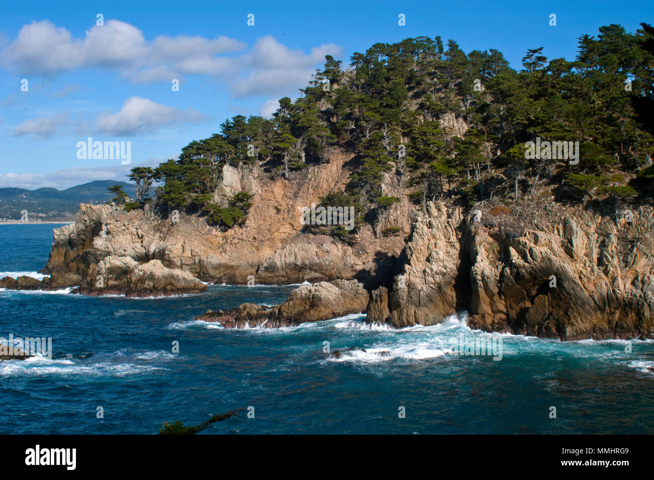 Coastal view of the Cypress Cove trail, Point Lobos Natural Reserve ...