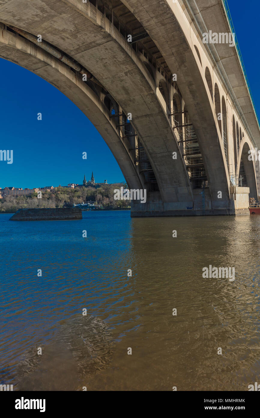 APRIL 08, 2018 - WASHINGTON D.C. - Key Bridge and Georgetown in ...