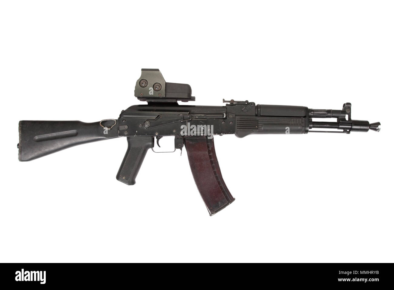 modern assault rifle with sight on white Stock Photo - Alamy