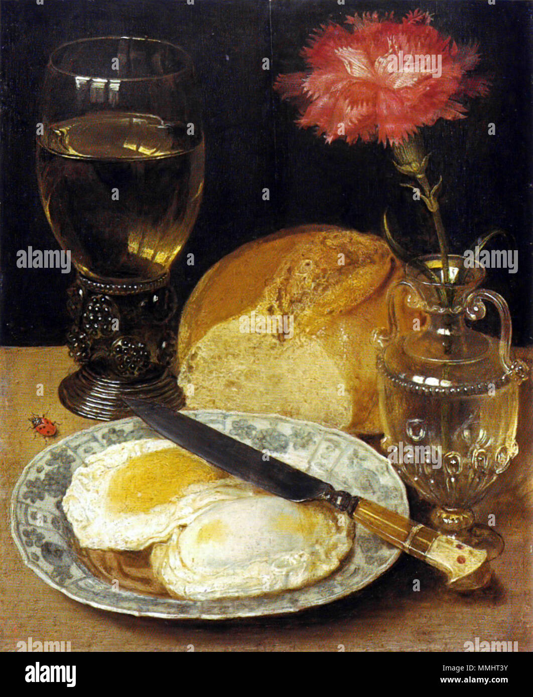 German: Imbiss mit Spiegeleiern. 1600s. Flegel - Imbiss mit ...