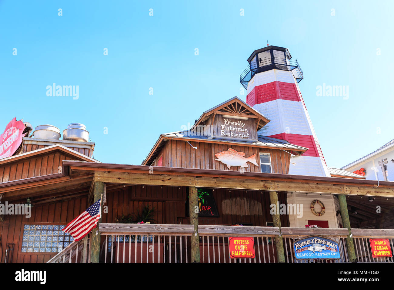 Lighthouse on Friendly Fisherman in Madeira Beach Stock Photo - Alamy