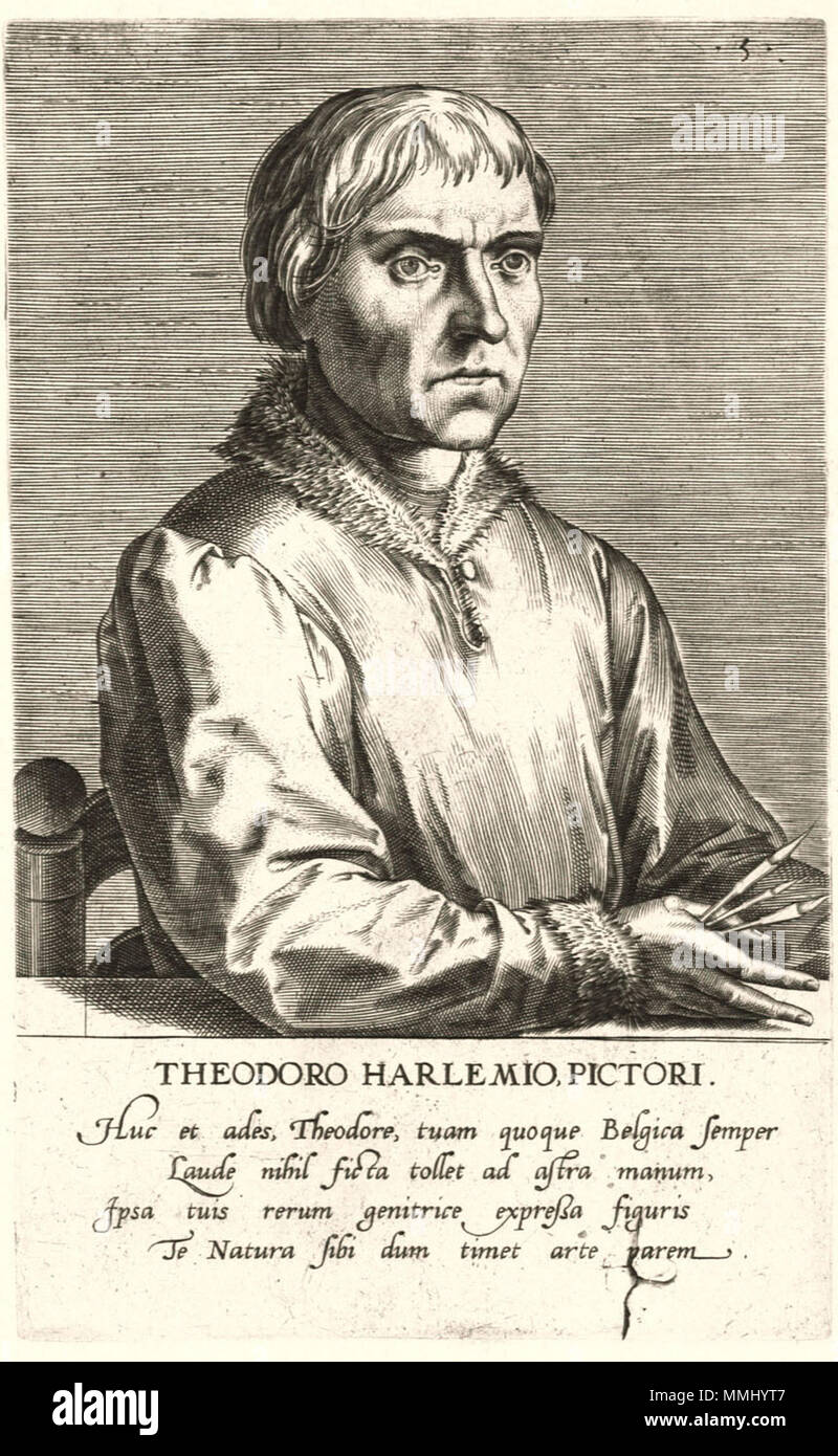 . English: Portrait of Dirck Bouts by Jan Wierix (attr.), engraving ...