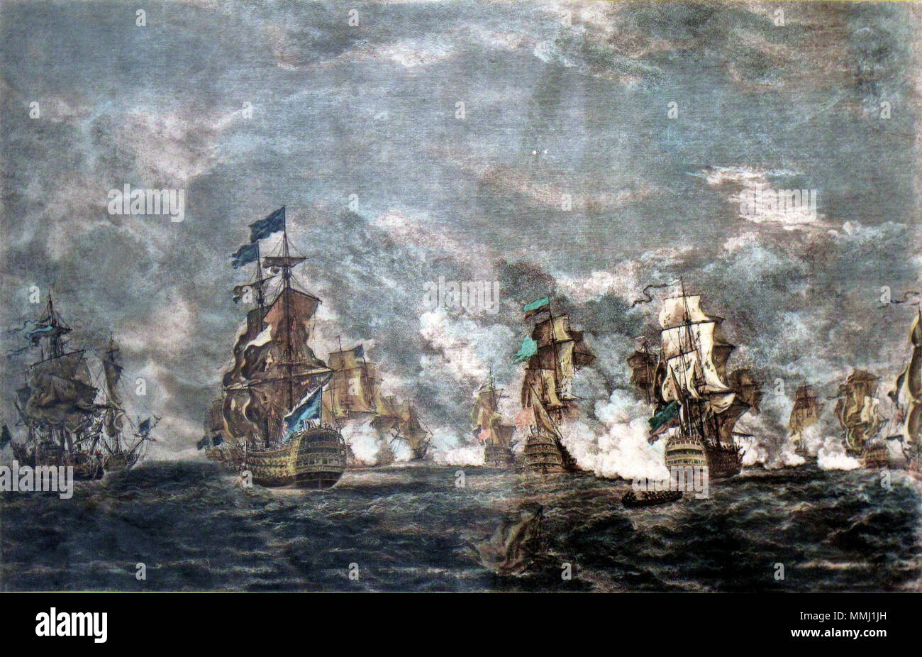 . English: The British Royal Navy defeat the French Mediterranean Fleet ...