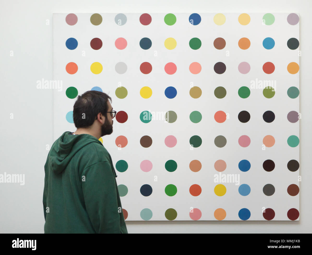 Visitor in front of the painting 'Ammonium biborate' (1993) by British ...