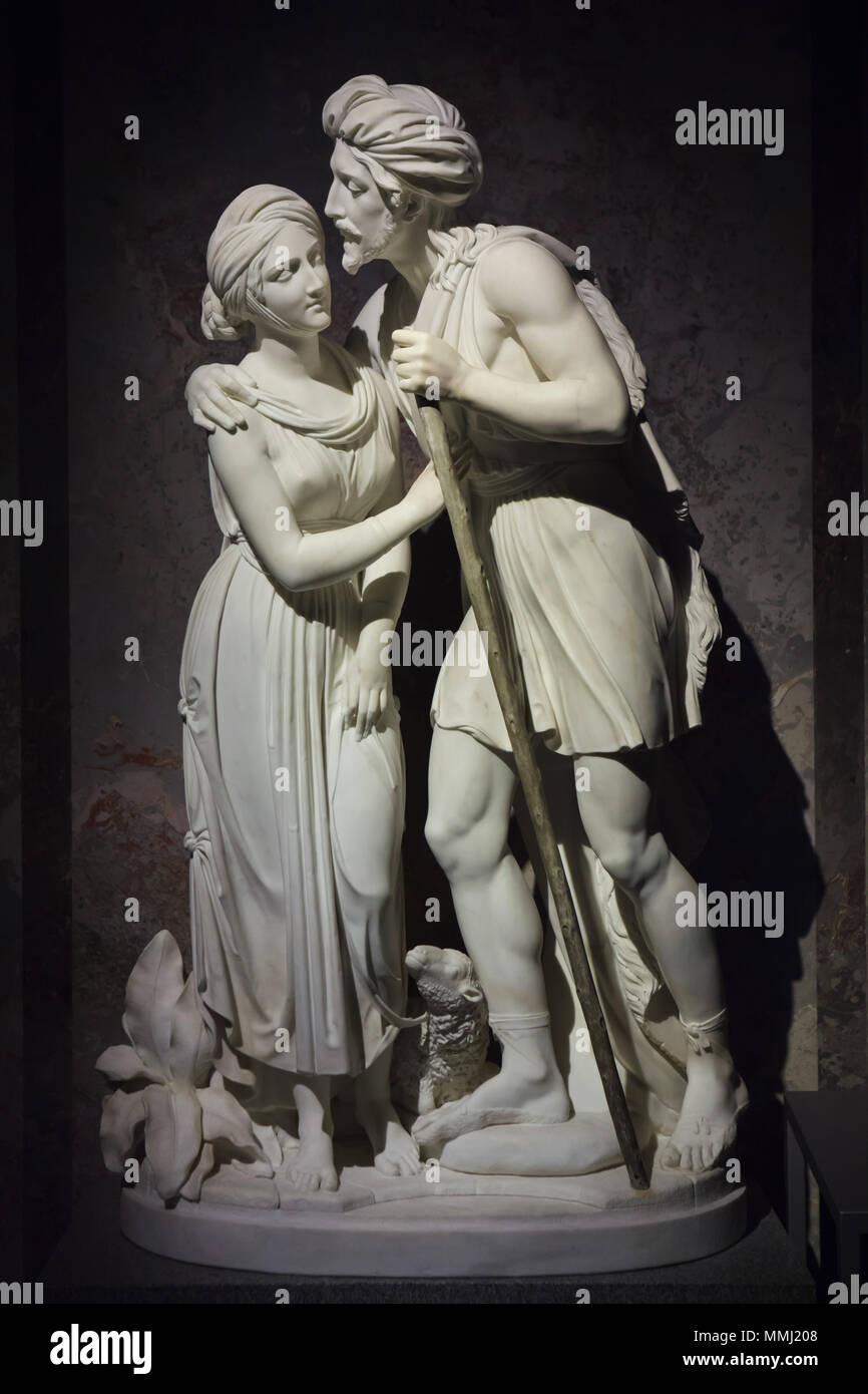 Jacob and Rachel at the Well. Marble statue by Italian sculptor ...