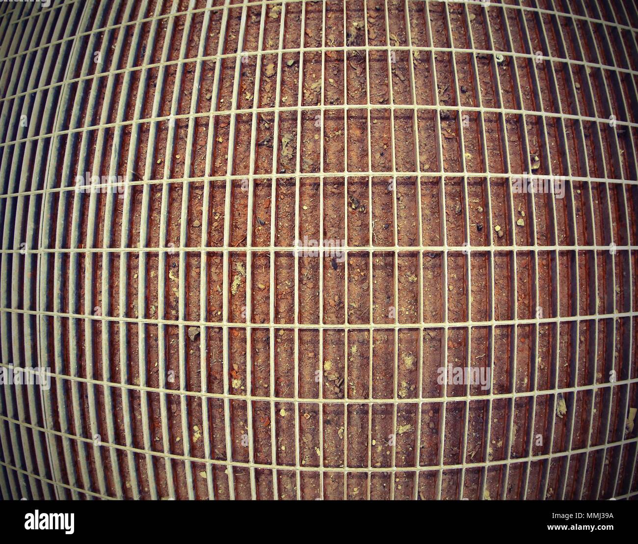 wide metal grid photographed by fisheye lens Stock Photo - Alamy