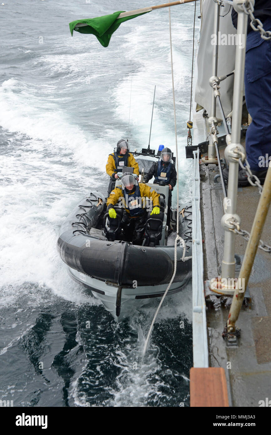 Royal Navy high speed ribs the Pacific 24 coming alongside HMS Somerset ...