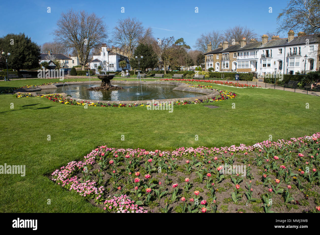 The entrance to the beautiful Prittlewell Square park in Southend-on ...
