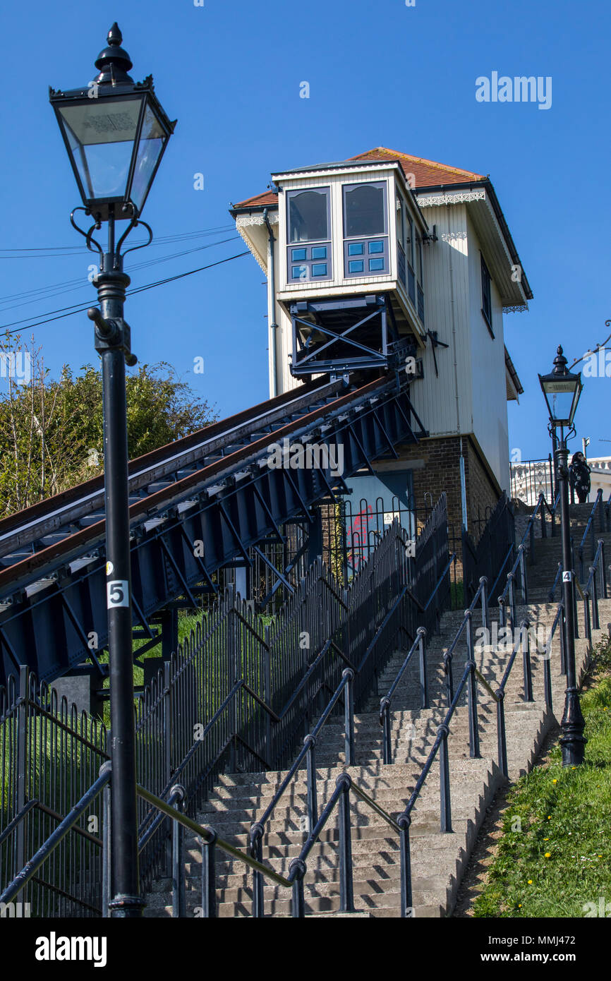 SOUTHEND-ON-SEA, ESSEX - APRIL 18TH 2018: The Southend Cliff Railway ...