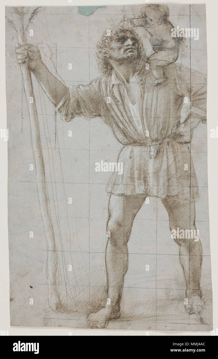 . English: A drawing of Saint Christopher carrying the Christ Child ...