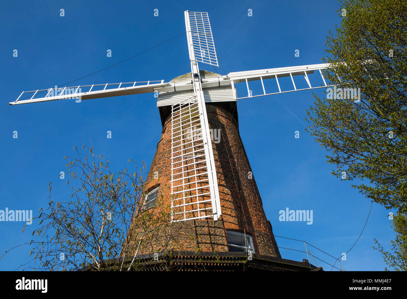 A view of the historic Rayleigh Windmill, located in the market town of ...