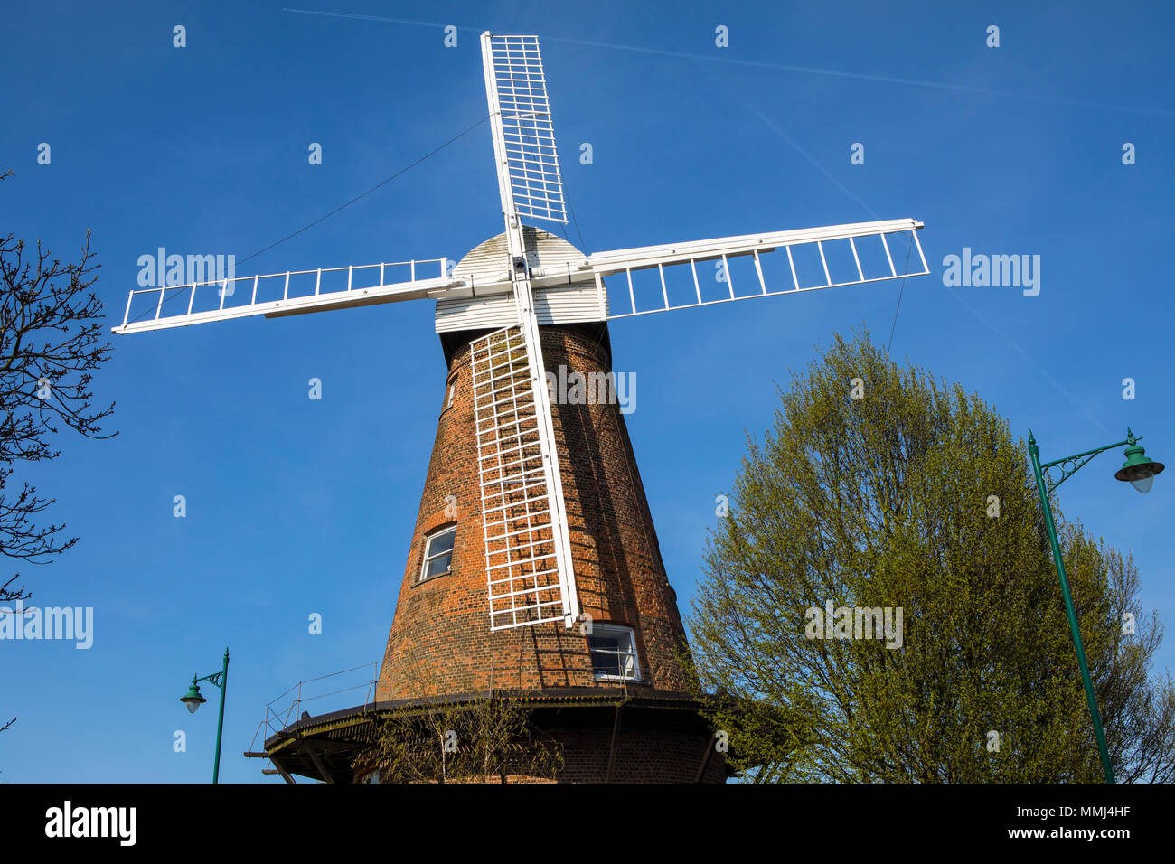 A view of the historic Rayleigh Windmill, located in the market town of ...