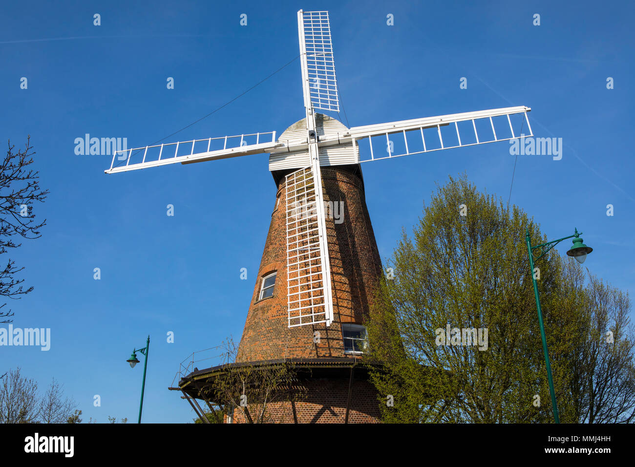 A view of the historic Rayleigh Windmill, located in the market town of ...