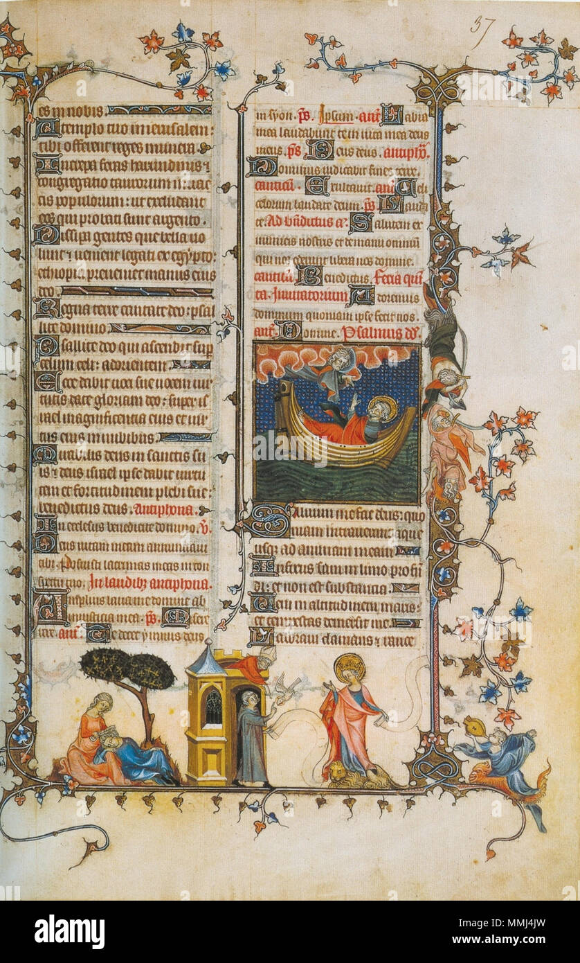 . English: Jean Pucelle. Belleville Breviary, 1323-26. Bibliotheque ...