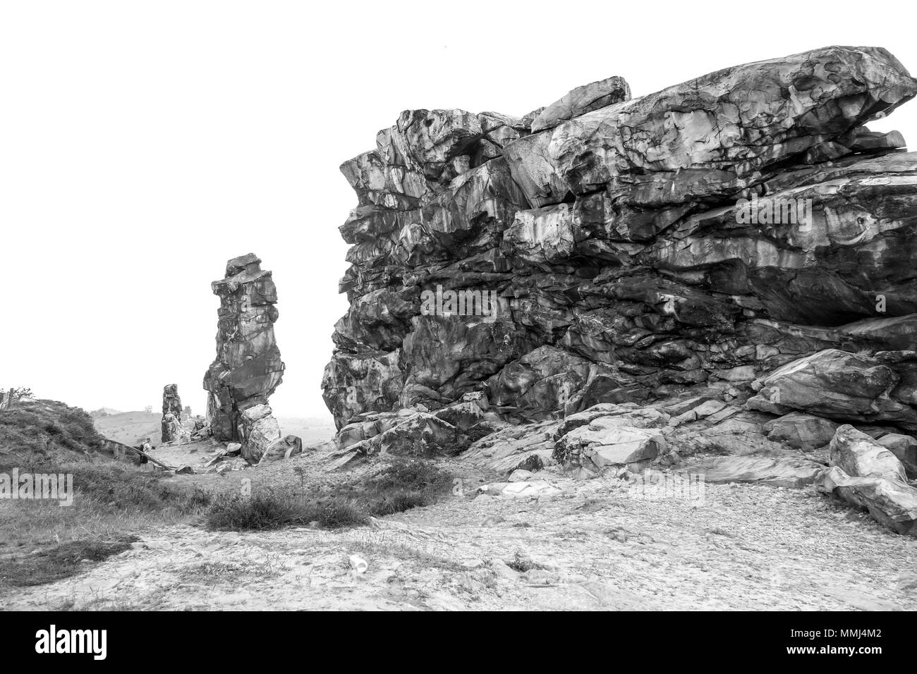 Weddersleben, Germany - May 10, 2018: View of the Devil's Wall in the ...
