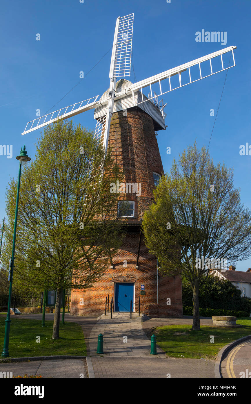 A view of the historic Rayleigh Windmill, located in the market town of ...