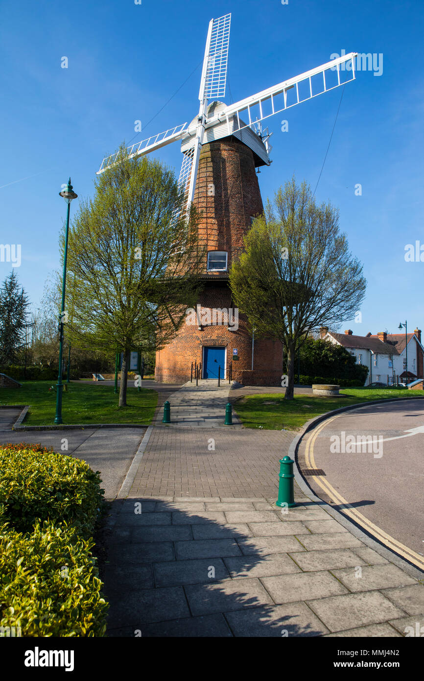 A view of the historic Rayleigh Windmill, located in the market town of ...