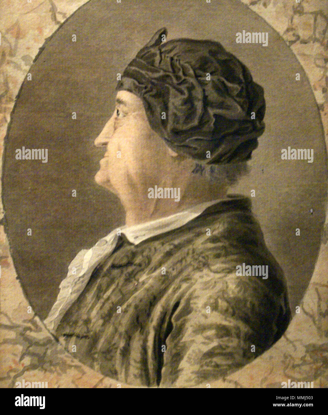 . English: Portrait of Albrecht von Haller in house clothing during his ...