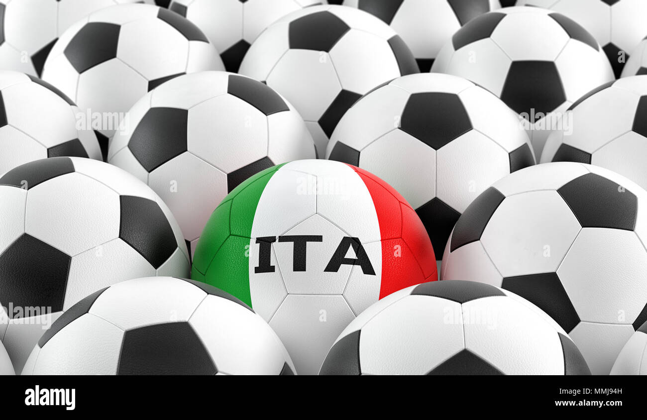 Soccer ball in italys national colors. 3D Rendering Stock Photo - Alamy