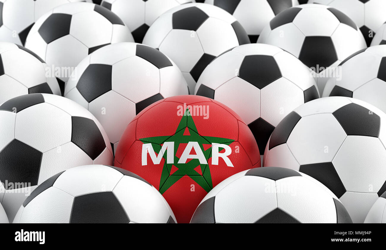 Soccer ball in Morocco´s national colors - 3D Rendering Stock Photo - Alamy