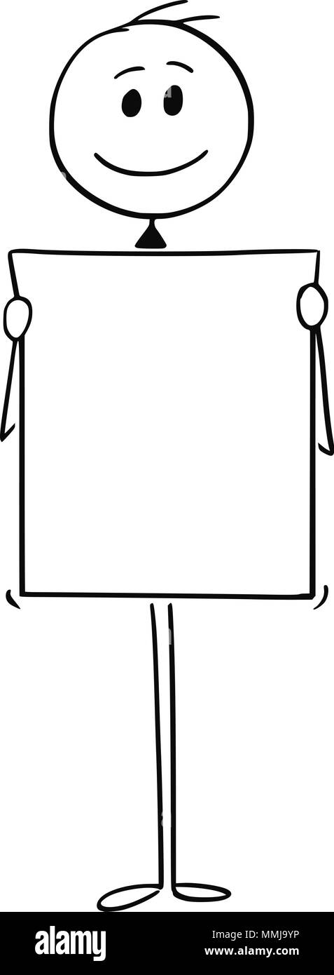 Cartoon holding blank sign Black and White Stock Photos & Images - Alamy