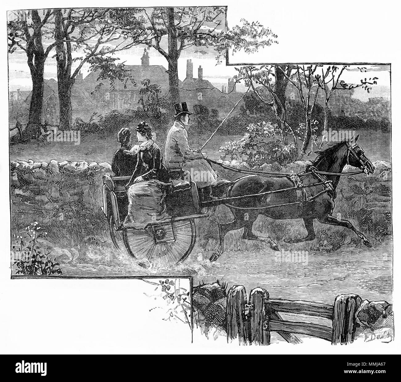 Victorian man and woman horse and buggy hi-res stock photography and ...