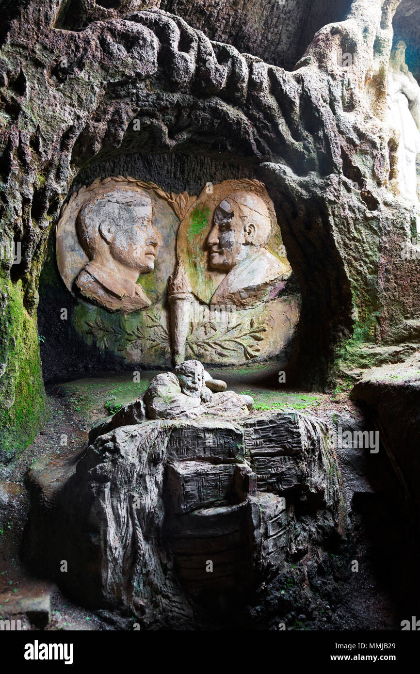 Saint statues, cave church, Chiesa die Piedigrotta, Calabria, Italy ...