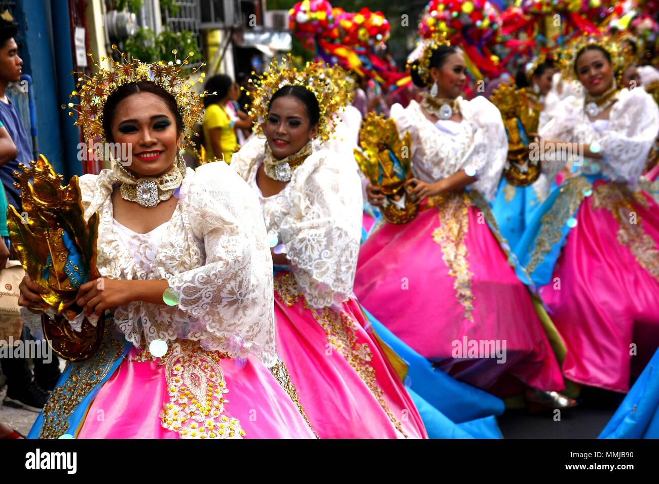 ANTIPOLO CITY, PHILIPPINES - MAY 1, 2018: Parade participants in their ...