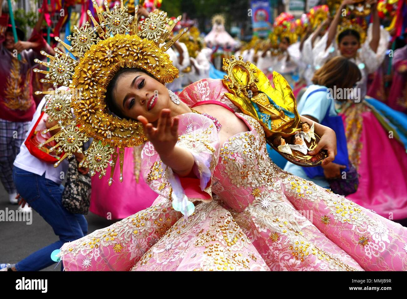 ANTIPOLO CITY, PHILIPPINES - MAY 1, 2018: Parade participants in their ...