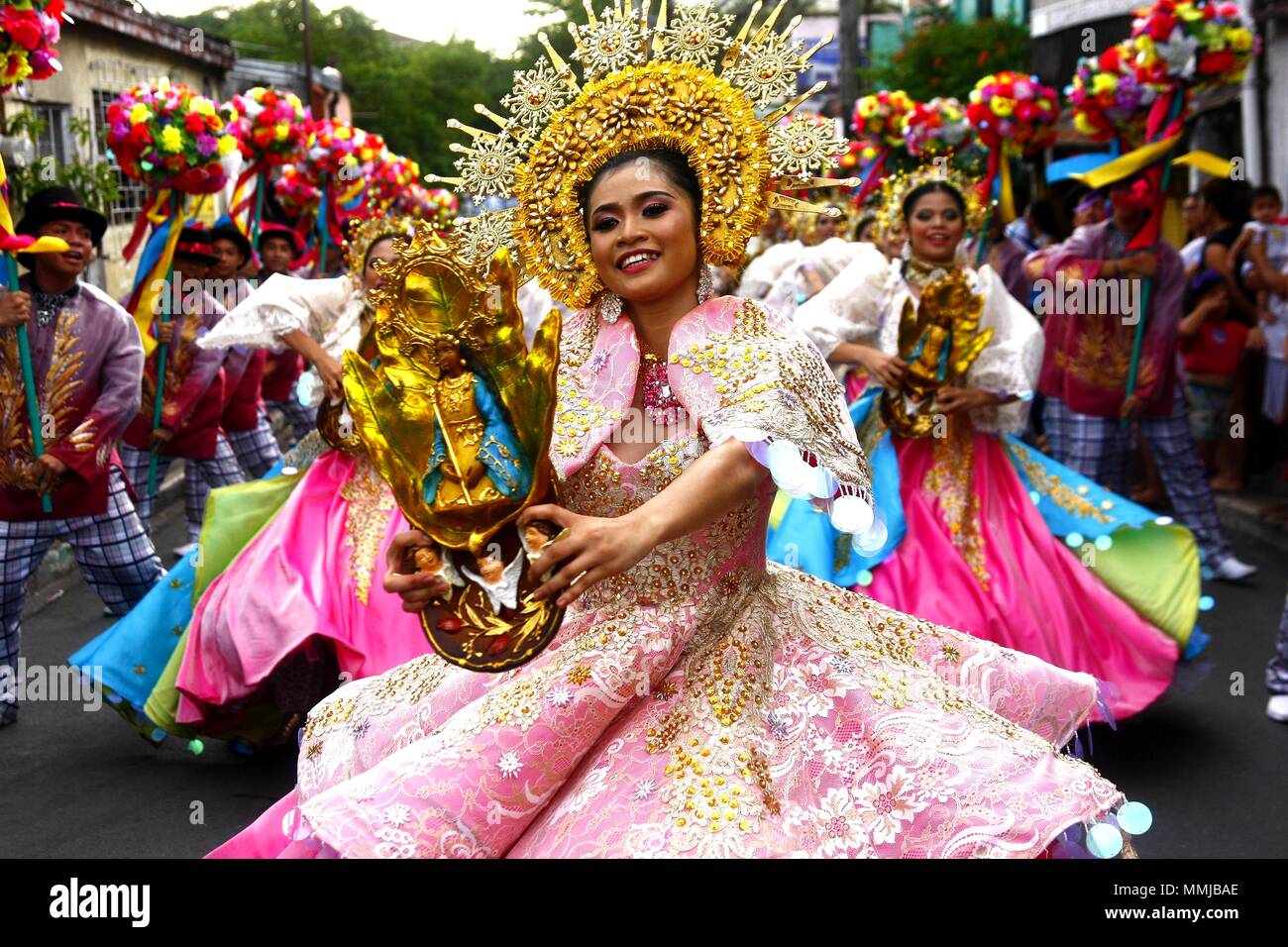 ANTIPOLO CITY, PHILIPPINES - MAY 1, 2018: Parade participants in their ...