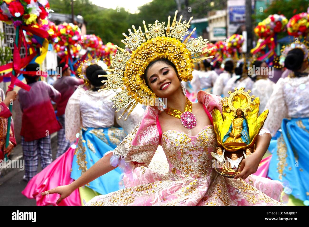 ANTIPOLO CITY, PHILIPPINES - MAY 1, 2018: Parade participants in their ...