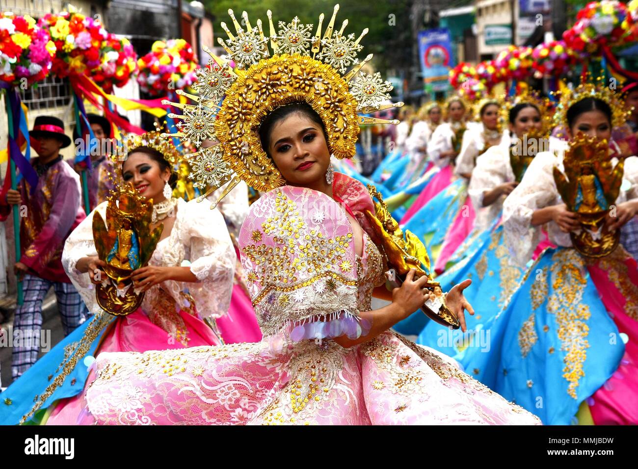 ANTIPOLO CITY, PHILIPPINES - MAY 1, 2018: Parade participants in their ...