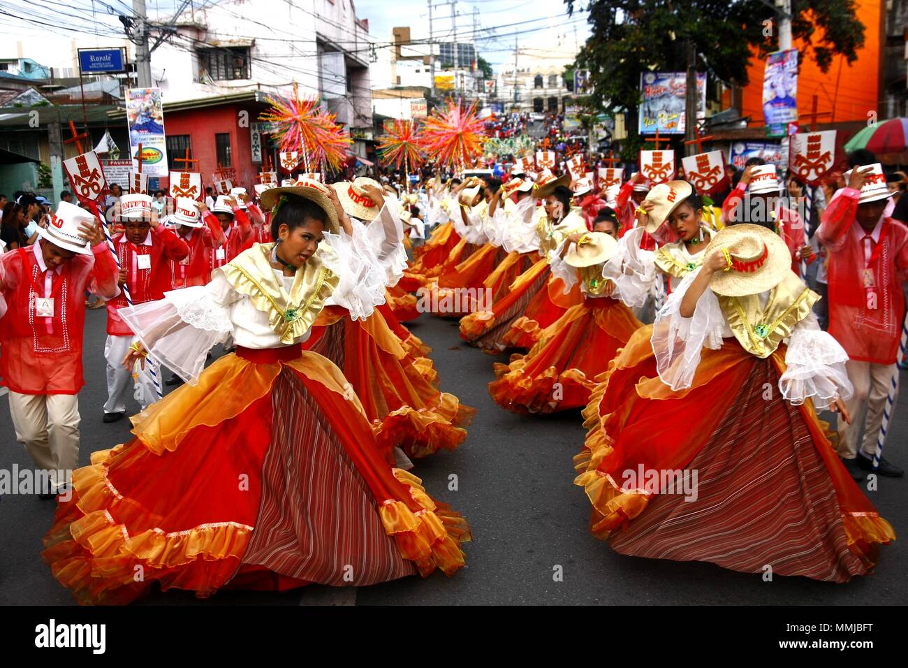 ANTIPOLO CITY, PHILIPPINES - MAY 1, 2018: Parade participants in their ...