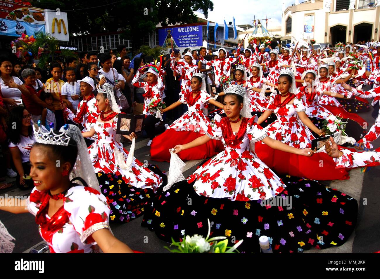 ANTIPOLO CITY, PHILIPPINES - MAY 1, 2018: Parade participants in their ...