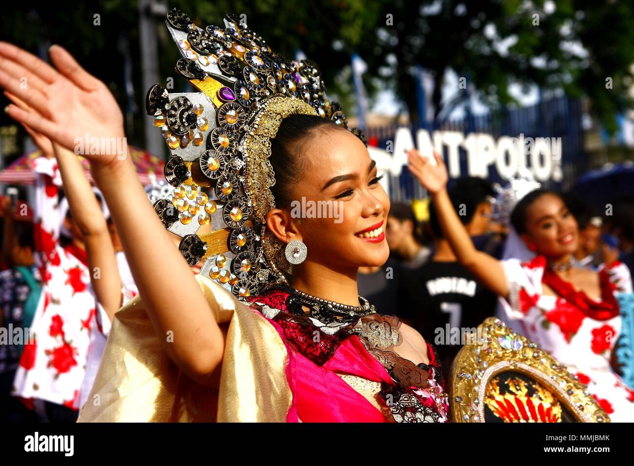 ANTIPOLO CITY, PHILIPPINES - MAY 1, 2018: Parade participants in their ...