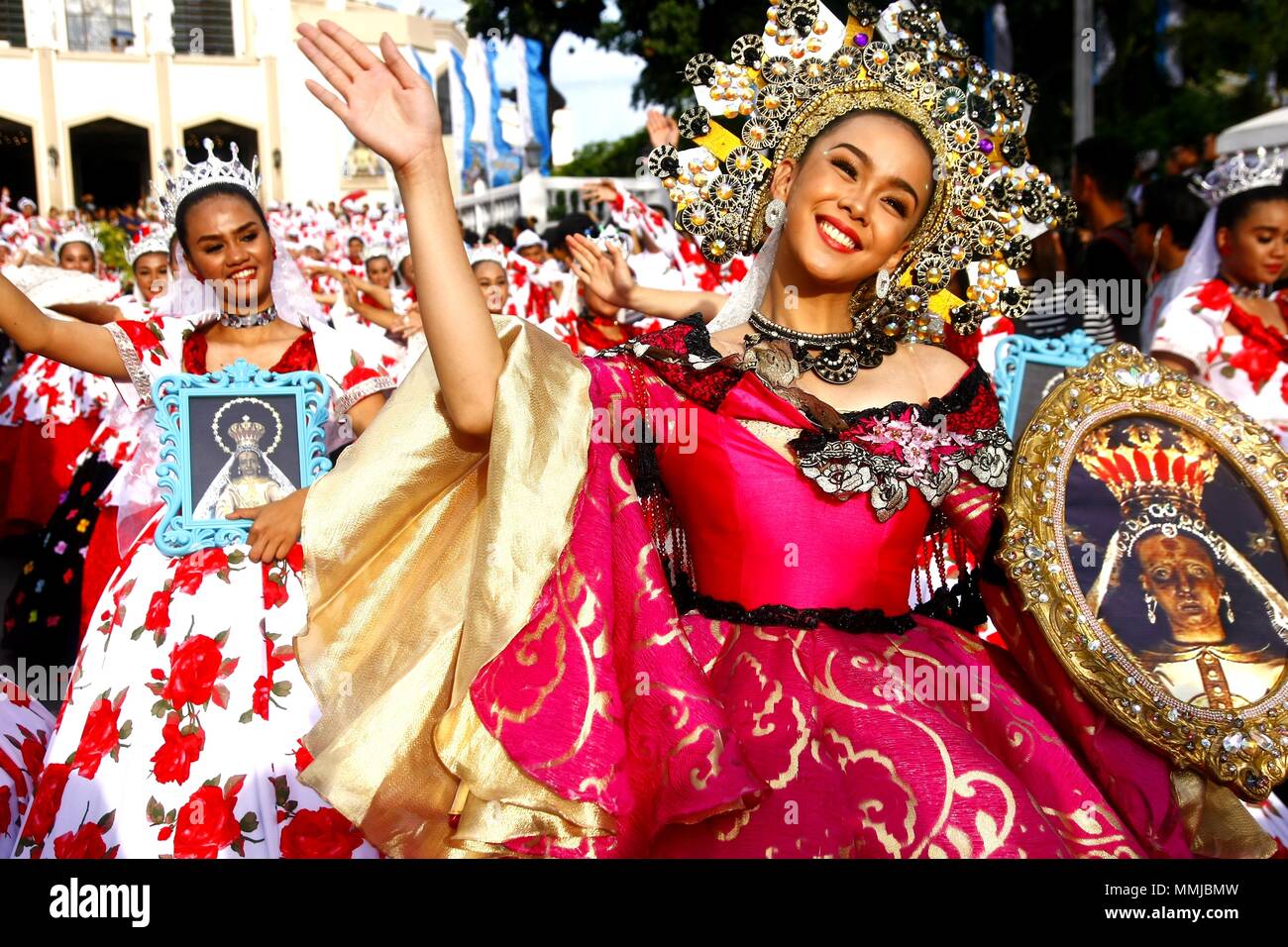 ANTIPOLO CITY, PHILIPPINES - MAY 1, 2018: Parade participants in their ...