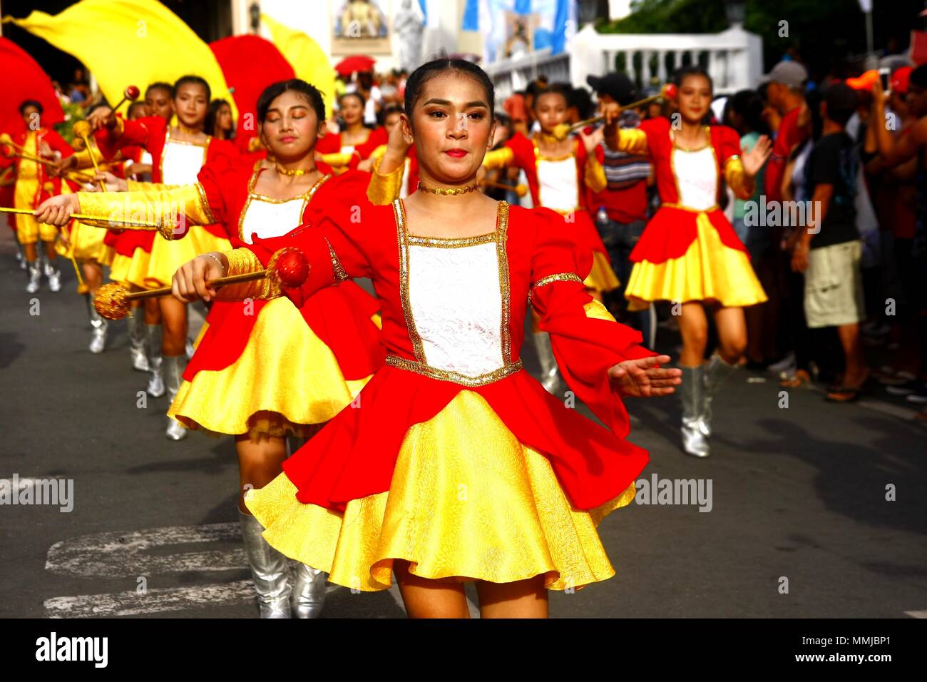 ANTIPOLO CITY, PHILIPPINES - MAY 1, 2018: Parade participants in their ...