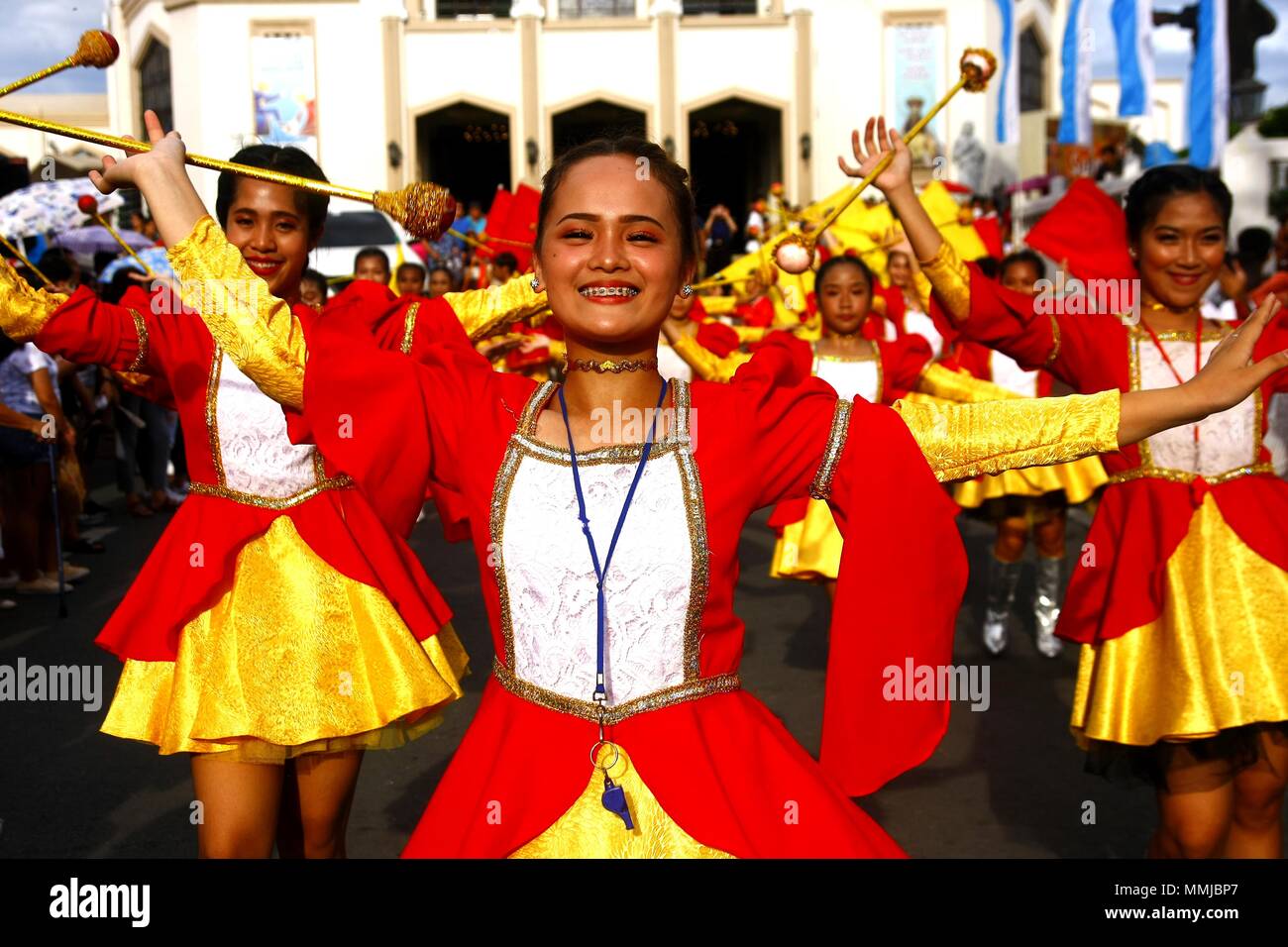 ANTIPOLO CITY, PHILIPPINES - MAY 1, 2018: Parade participants in their ...
