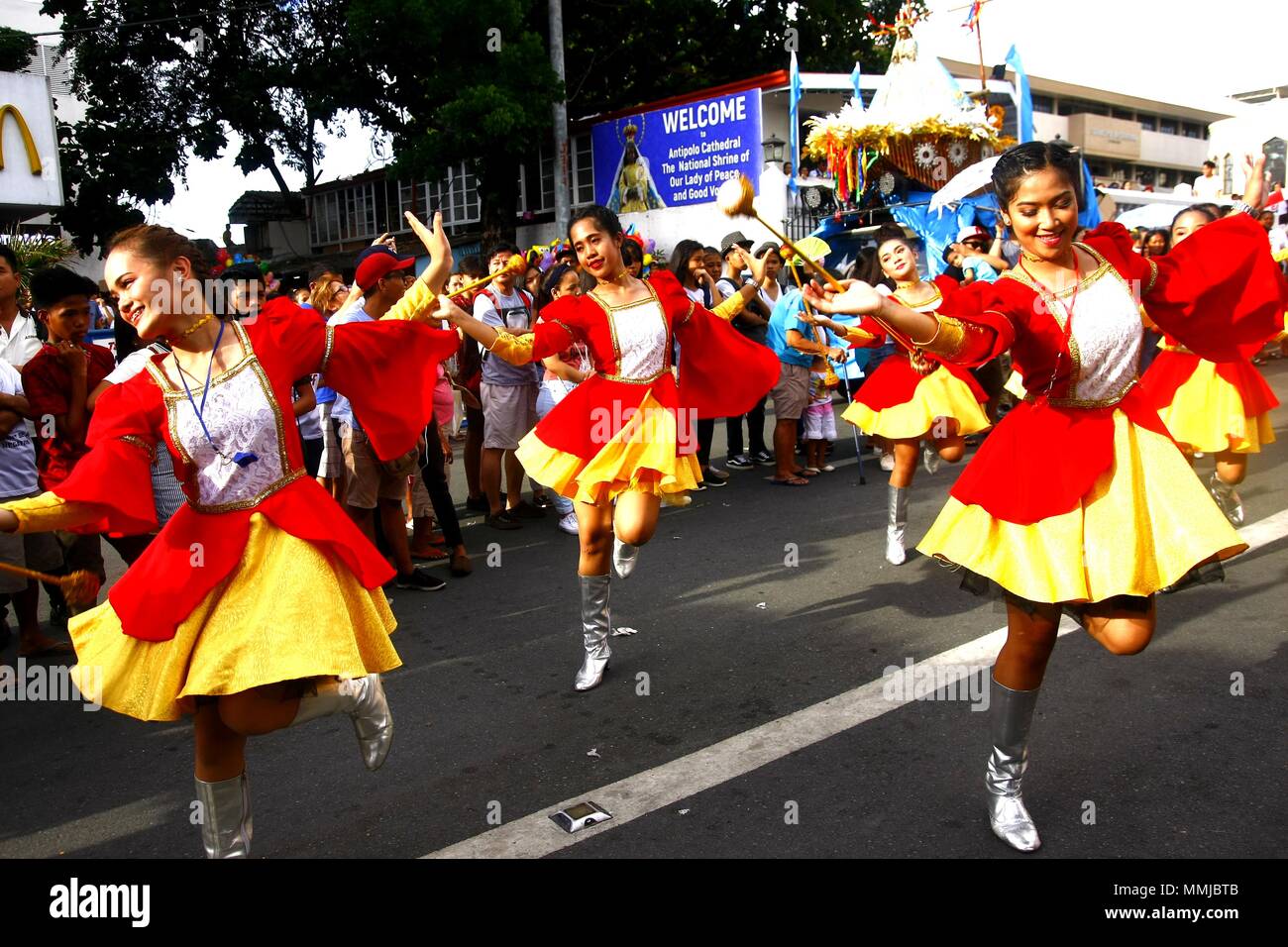 ANTIPOLO CITY, PHILIPPINES - MAY 1, 2018: Parade participants in their ...