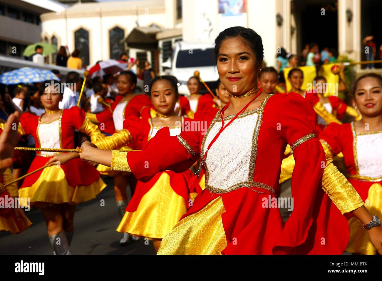 ANTIPOLO CITY, PHILIPPINES - MAY 1, 2018: Parade participants in their ...