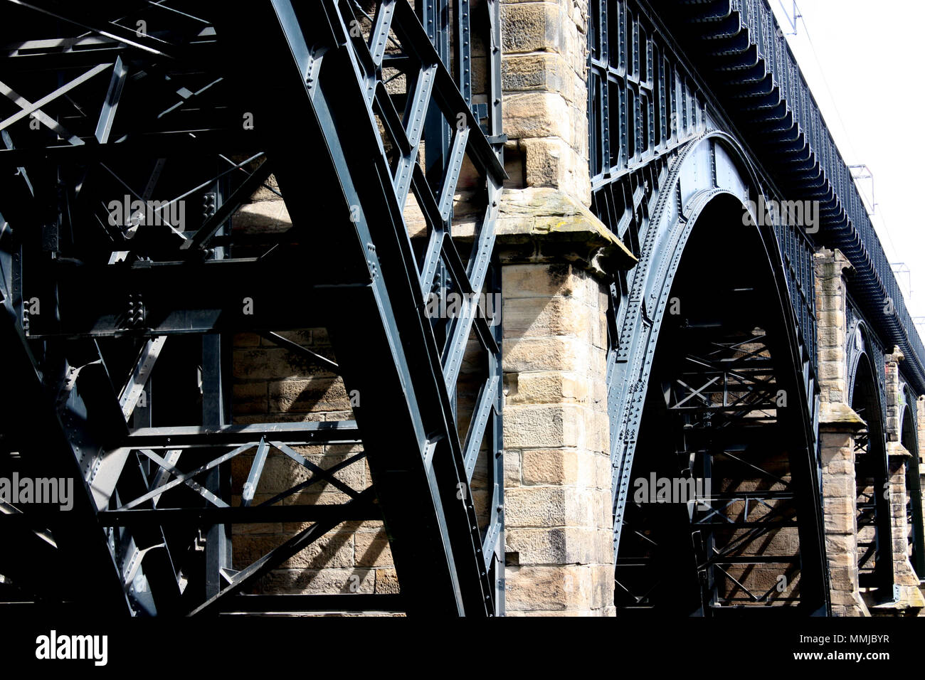 The railway viaduct in the Ouseburn district of Newcastle-upon-Tyne ...