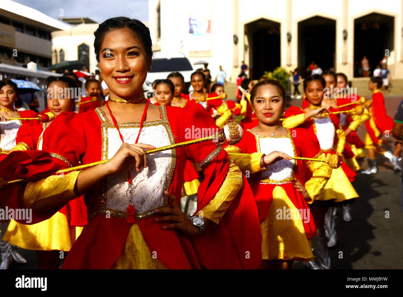 ANTIPOLO CITY, PHILIPPINES - MAY 1, 2018: Parade participants in their ...