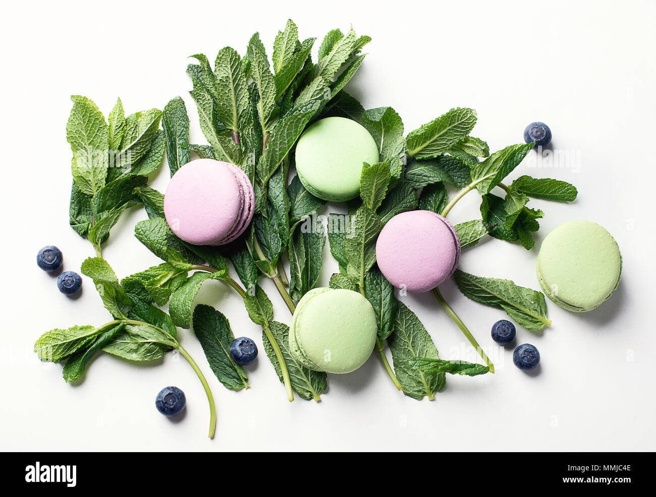 French sweet macarons. Top view Stock Photo - Alamy