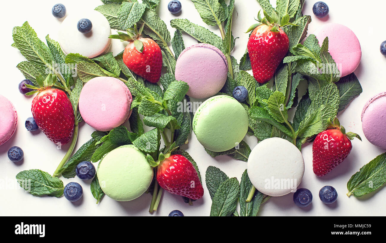 French colorful macarons. Top view Stock Photo - Alamy