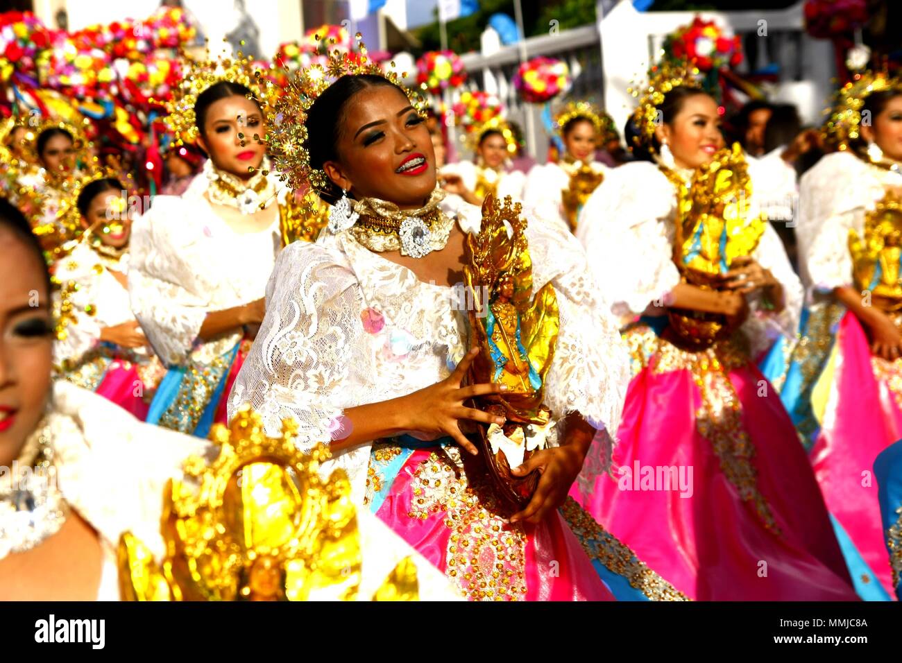 ANTIPOLO CITY, PHILIPPINES - MAY 1, 2018: Parade participants in their ...